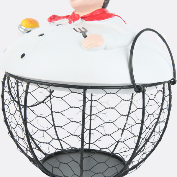 Metallic Egg Basket With Shef Cap - Homeobsession