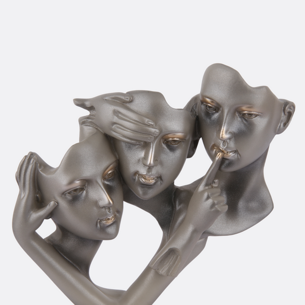 Paused Faces Sculpture With Crystal Base - Homeobsession