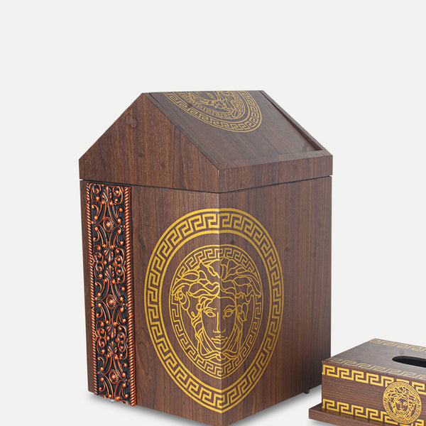 Versace Wooden Basket With Lid & Tissue Box - Homeobsession